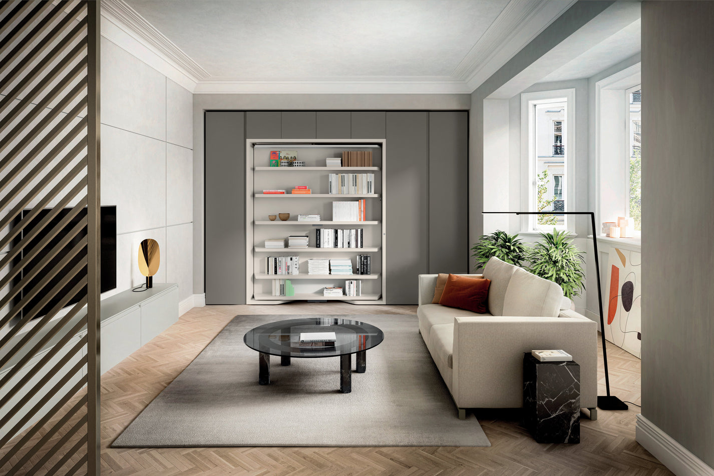 LGM Queen Murphy Bed with Bookshelf | Resource Furniture