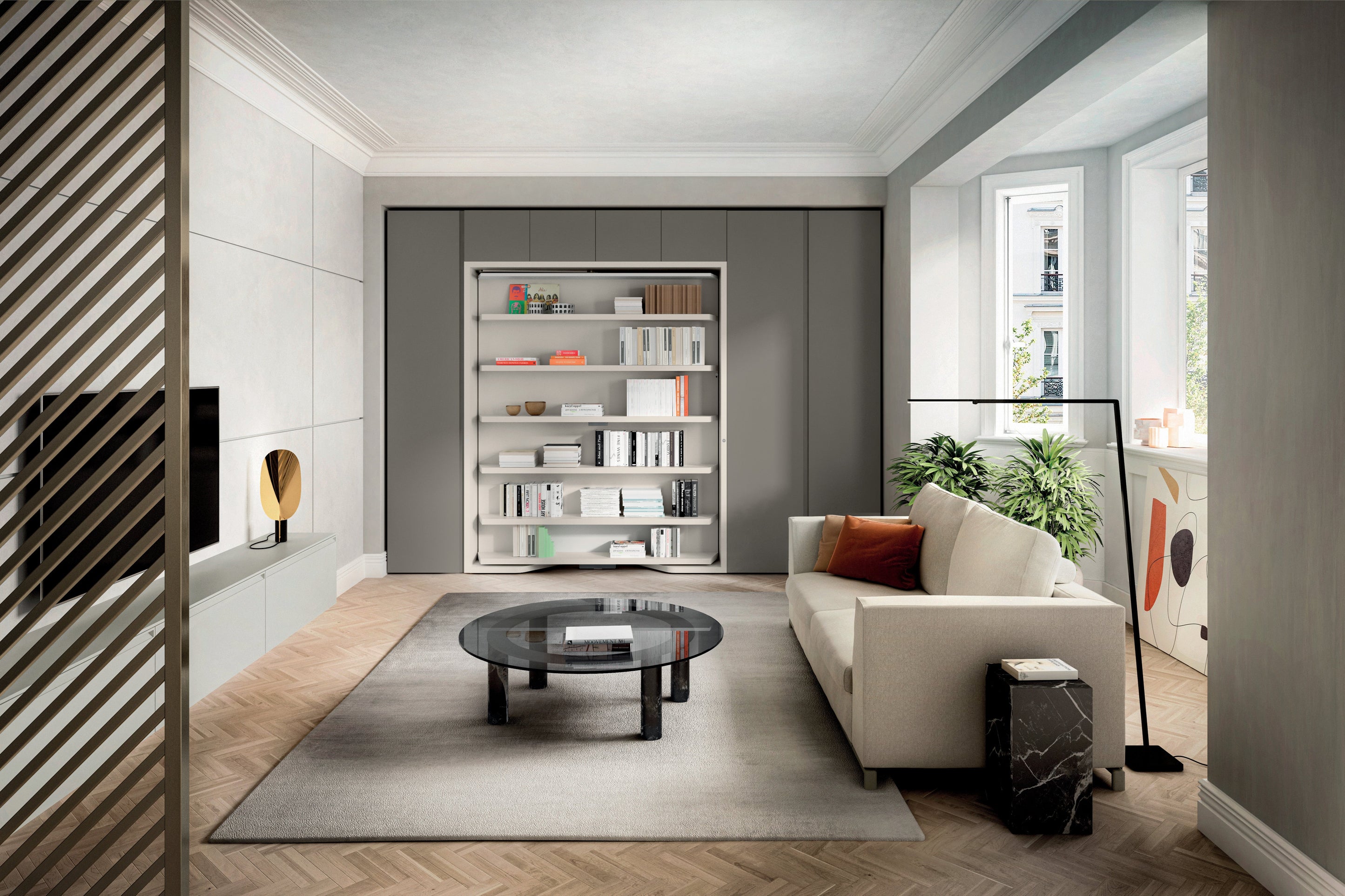 LGM Queen Murphy Bed with Bookshelf | Resource Furniture